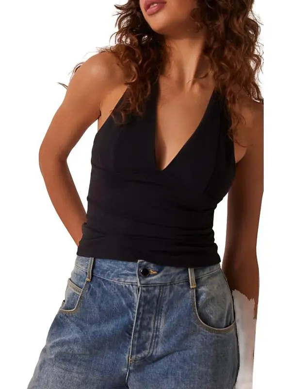 Free People Still Here Ruched Halter Top - Black