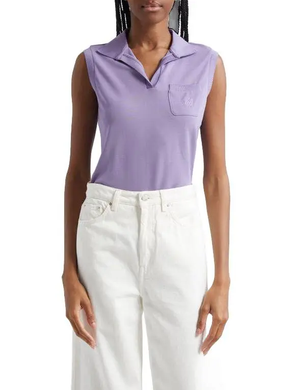 Emporio Armani Piquet Knit Polo Top - Lilac