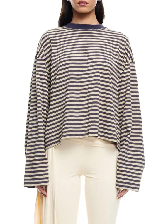 Lioness Bloom Stripe Top - Beige Stripe