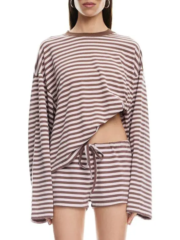 Lioness Bloom Stripe Top - Chocolate Blush