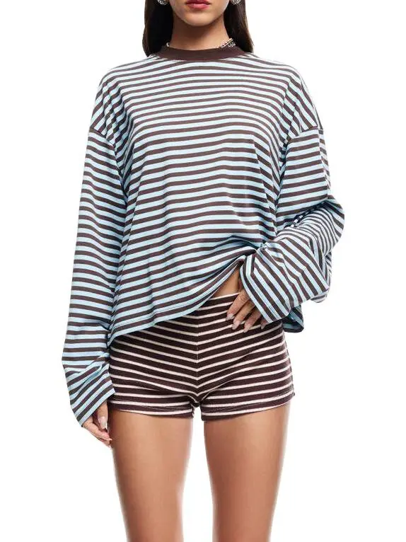 Lioness Bloom Stripe Top - Chocolate Sea Stripe