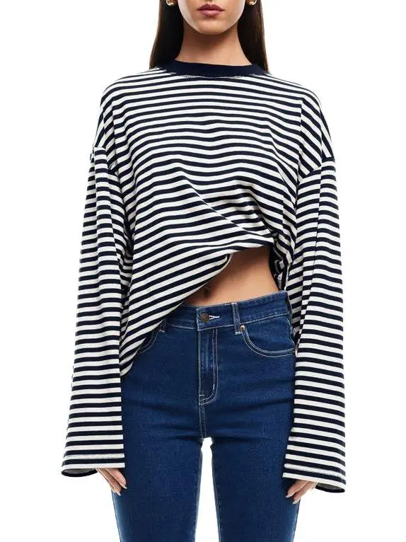 Lioness Bloom Stripe Top - Navy Stripe