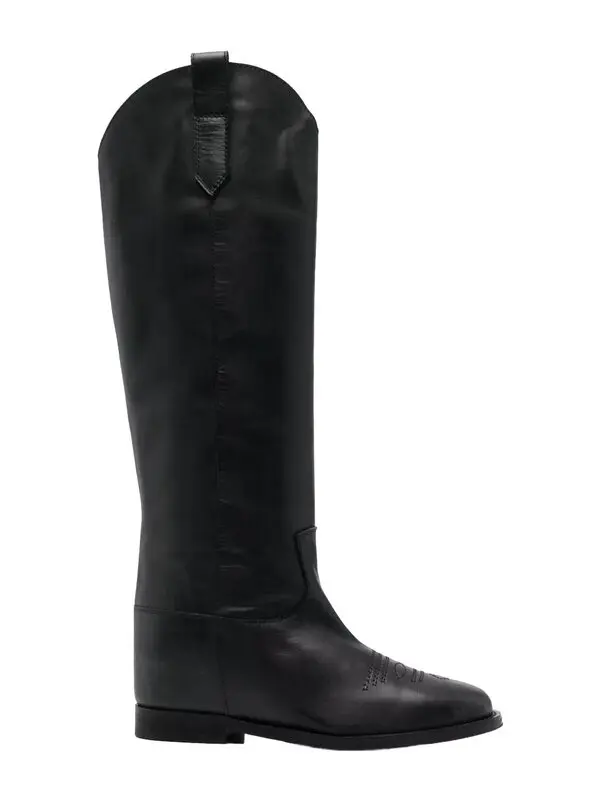VIA ROMA 15 Leather Boots - Black