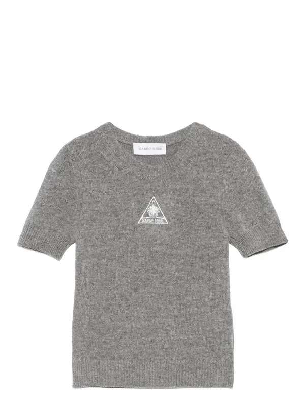 MARINE SERRE Logo-embroidered T-shirt - Grey