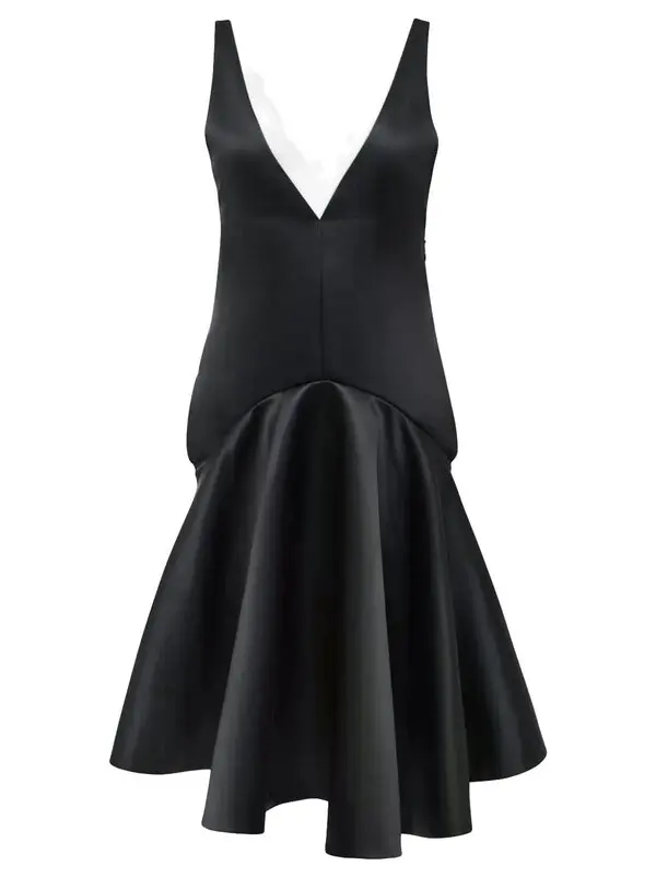 JW Anderson Draped-hem V-neck Dress - Black