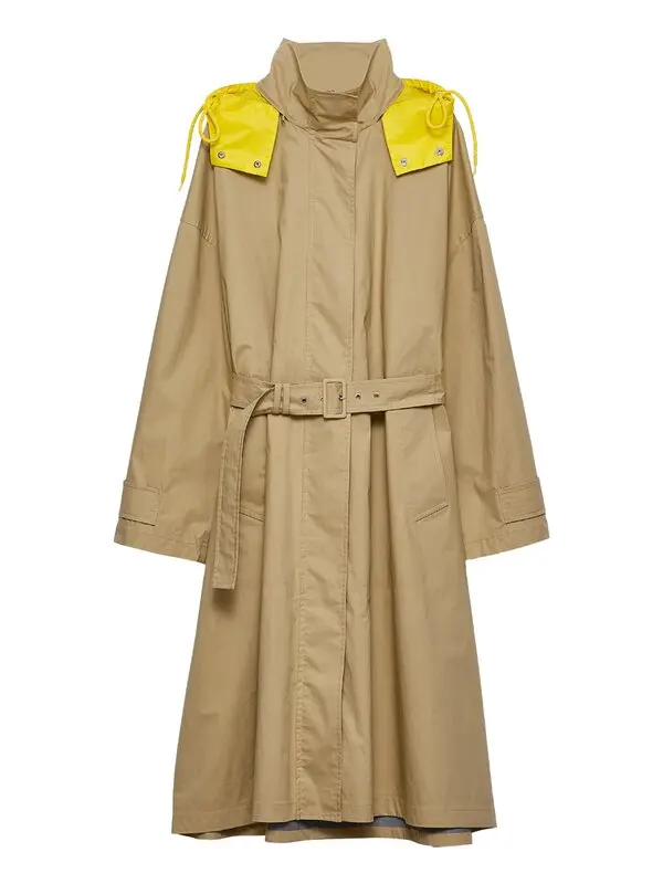 Prada Cotton Belted Trench Coat - Neutral