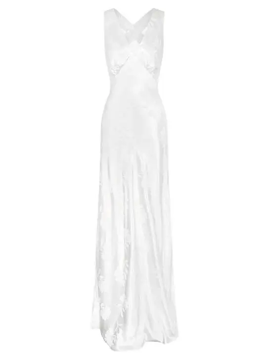 OMNES Floral-print Satin Maxi Dress - Ivory
