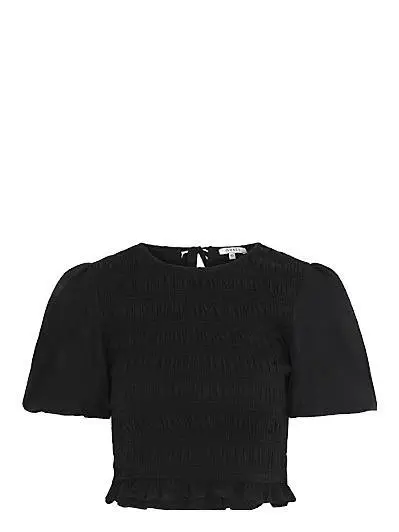 OMNES Nicolla Shirred Cotton Top - Black
