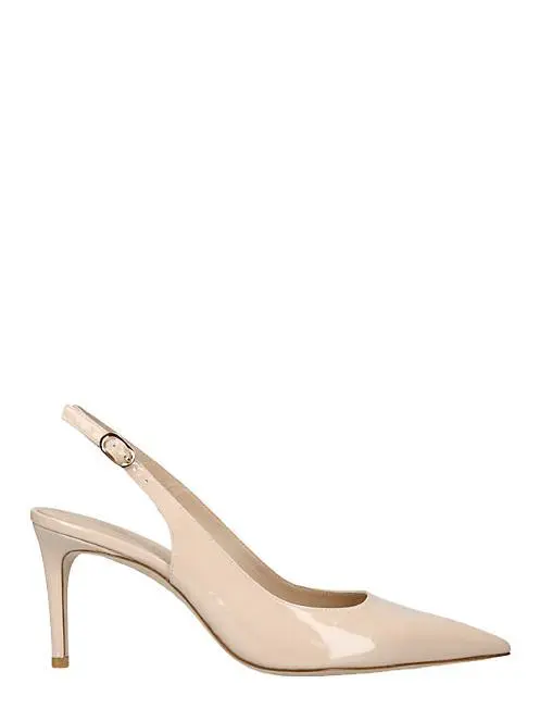 STUART WEITZMAN Patent Leather Slingback Pumps - Beige