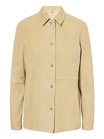 TOTÊME - Curved-Hem Long-Sleeved Suede Shirt