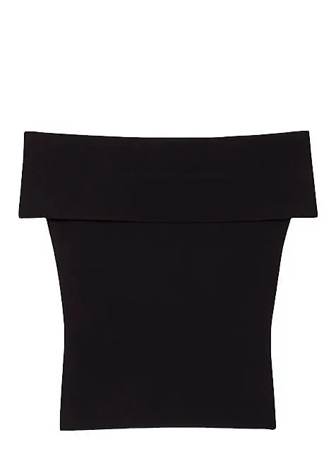 Maje Bardot-neck Slim-fit Top - Black