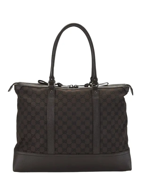 Gucci Gg Canvas Tote With Leather Panels And Gold-tone Hardware - Brown