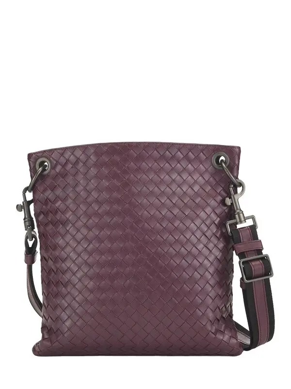Bottega Veneta Intrecciato Leather Messenger Bag - Purple