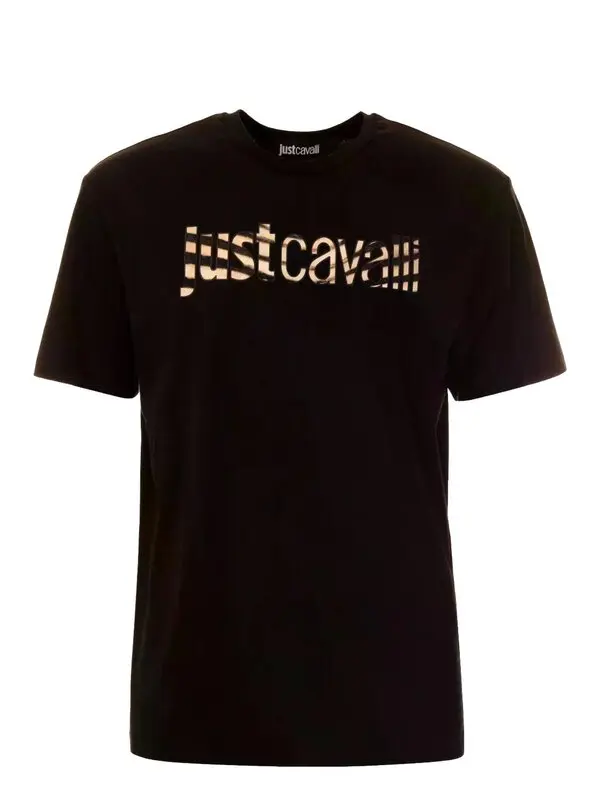 Just Cavalli Logo-embroidered T-shirt - Black
