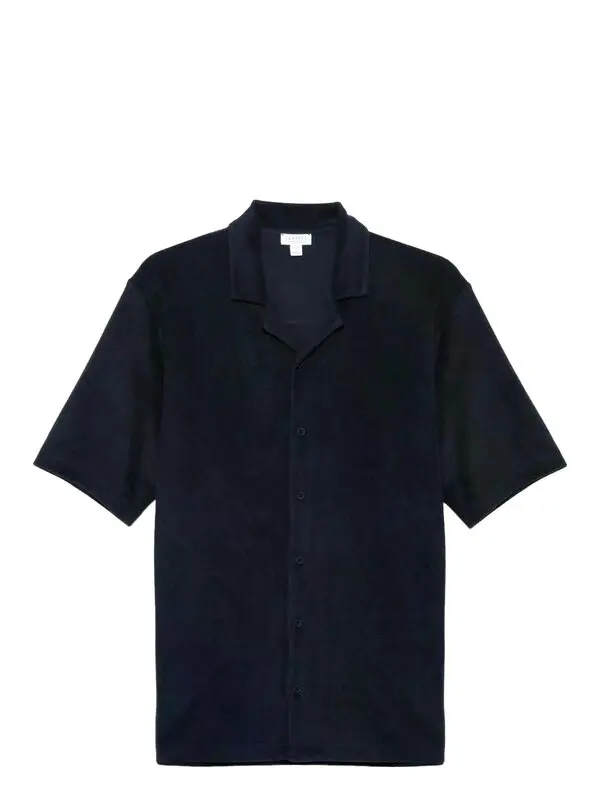 Sunspel Towelling Camp-collar Shirt - Blue