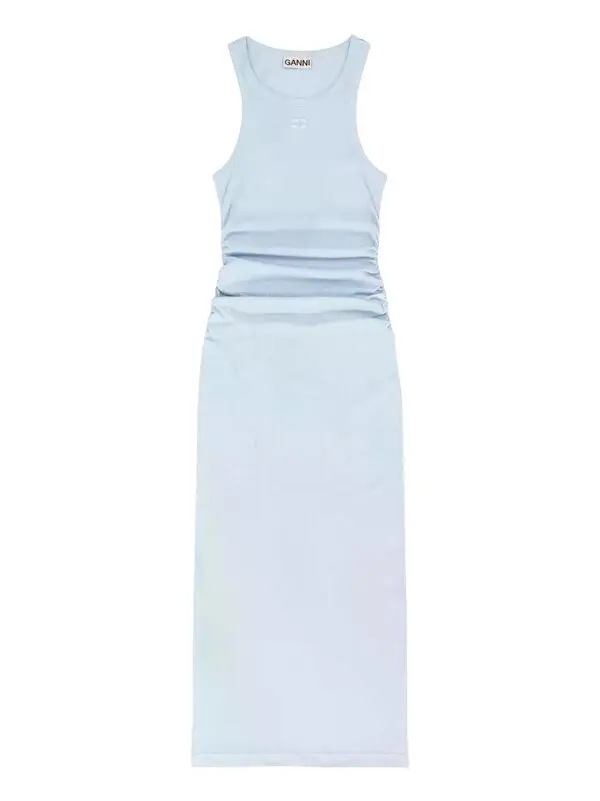 GANNI Ribbed Maxi Tank Dress - Blue