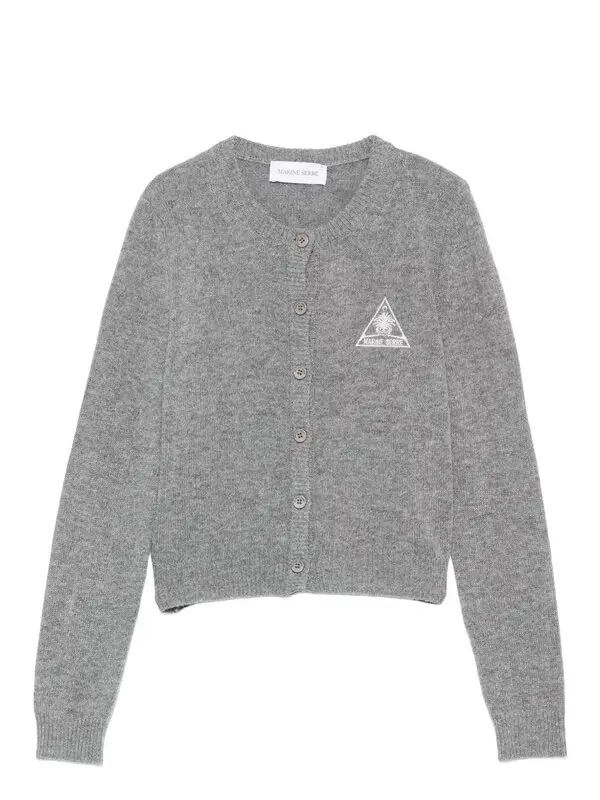 MARINE SERRE Logo-embroidered Cardigan - Grey