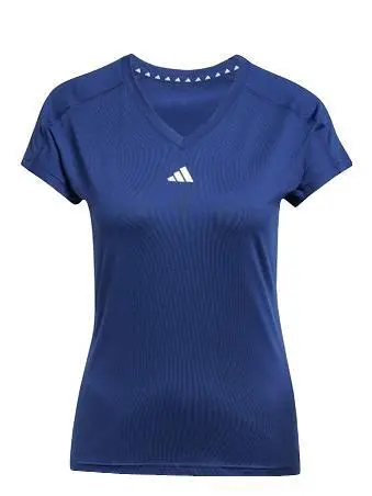 Adidas Aeroready Train Essentials Minimal Branding V-neck T-shirt - Dark Blue/white