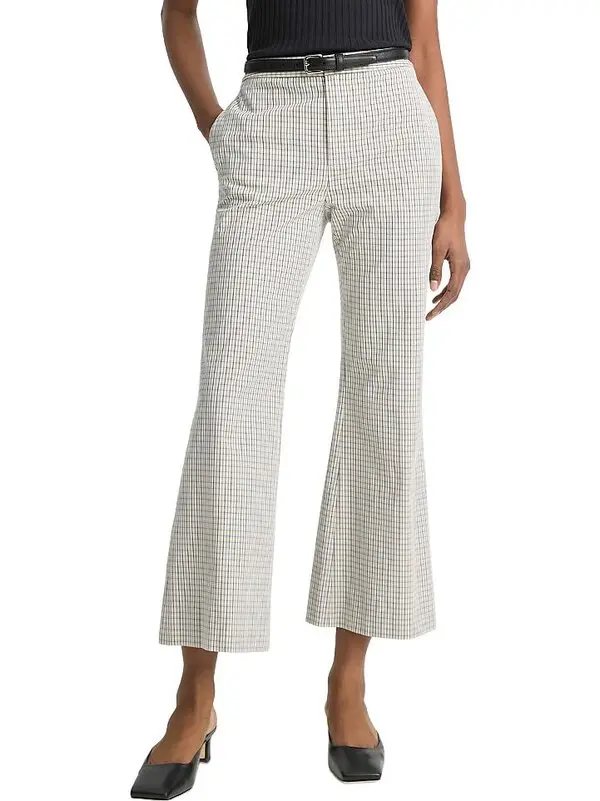 Vince Gardeners Check Flare Trousers - Stone/tan