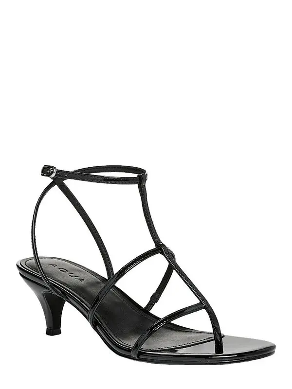 Aqua Tomas Strappy Sandals - Black Patent