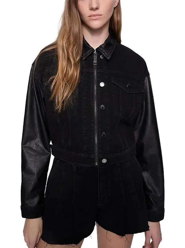 Rebecca Minkoff Poppy Cropped Combo Jacket - Carbon Wash