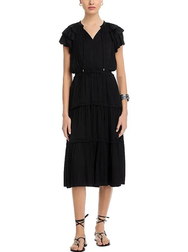 T Tahari Flutter Sleeve Airflow Dress - Black