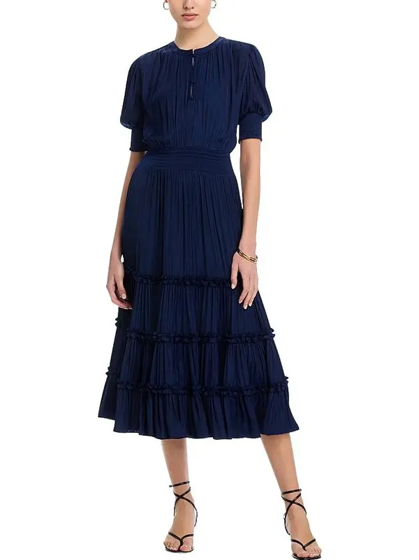 T Tahari Elbow Sleeve Airflow Dress - Evening Navy