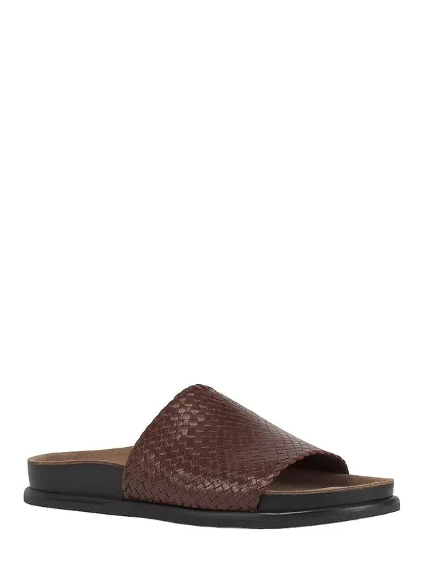 VAGABOND SHOEMAKERS Effie Woven Leather Slide Sandals - Chocolate