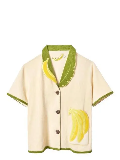 TOMBOLO Banana Split Cabana Crop Cut Shirt - Ivory