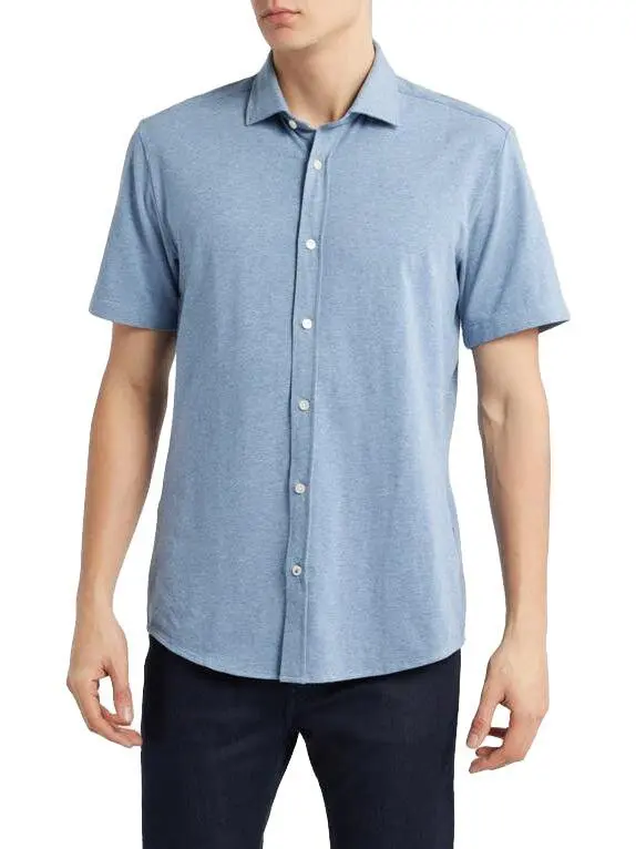 BOSS Roan Stretch Cotton Button-up Shirt - Open Blue