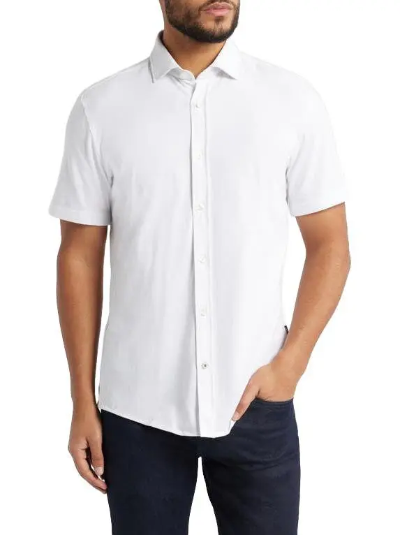 BOSS Roan Stretch Cotton Button-up Shirt - Wht