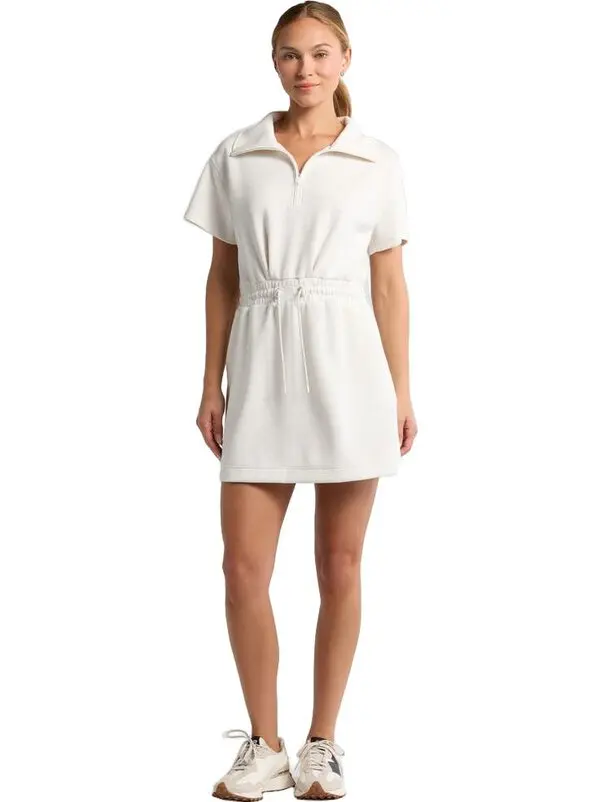 Zella Ultrasoft Knit Quarter Zip Dress - Beige Ivory Heather