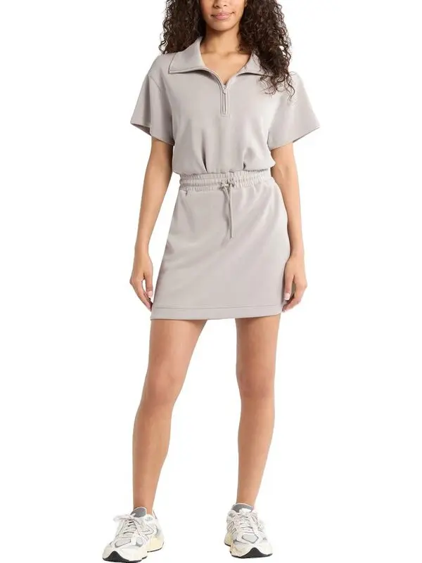 Zella Ultrasoft Knit Quarter Zip Dress - Grey Earl