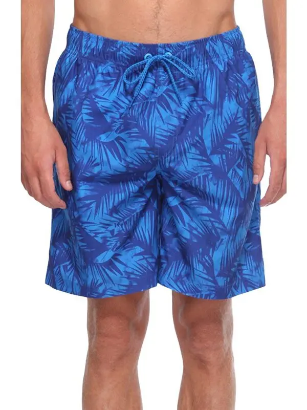 ROKKA&ROLLA Mesh-lined Swim Trunks - Blue Leaves