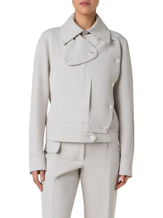 Akris Arno Cotton & Linen Twill Trench Jacket - Greige