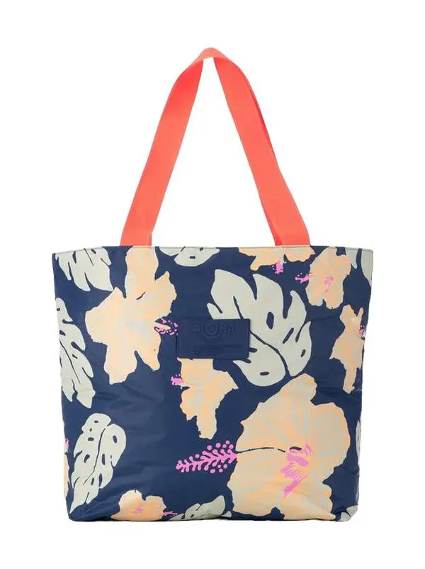 ALOHA COLLECTION Day Tripper Water-resistant Tote - Neon Moon/navy