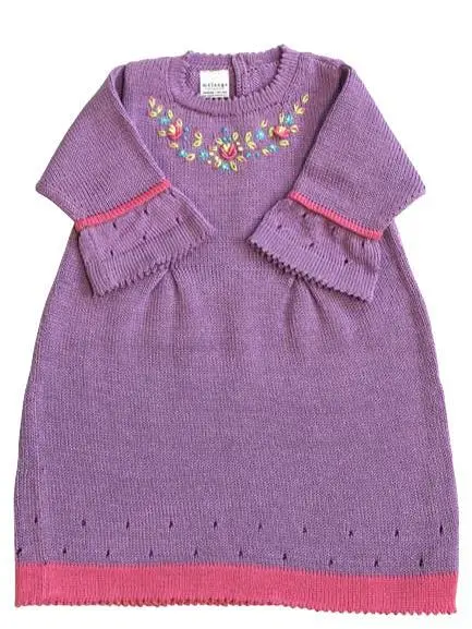 MELANGE COLLECTION Knit Dress With Embroidery - Purple