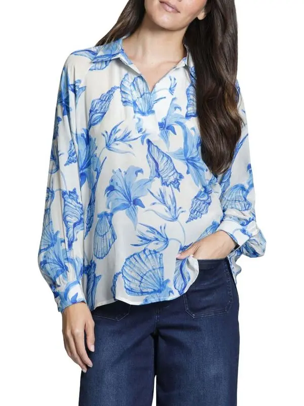 APNY Print Popover Top - Bluewhite