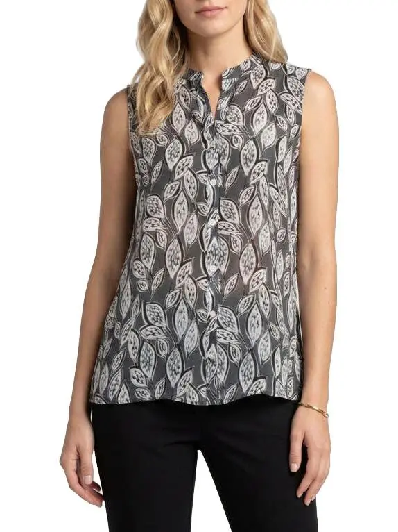 APNY Sleeveless Button-up Shirt - Grey Multi