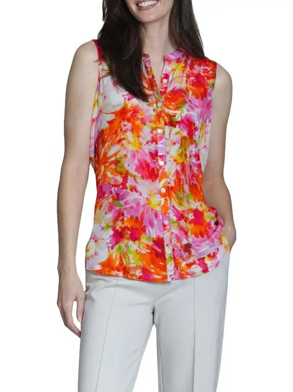 APNY Sleeveless Button-up Shirt - Pinkorange Multi
