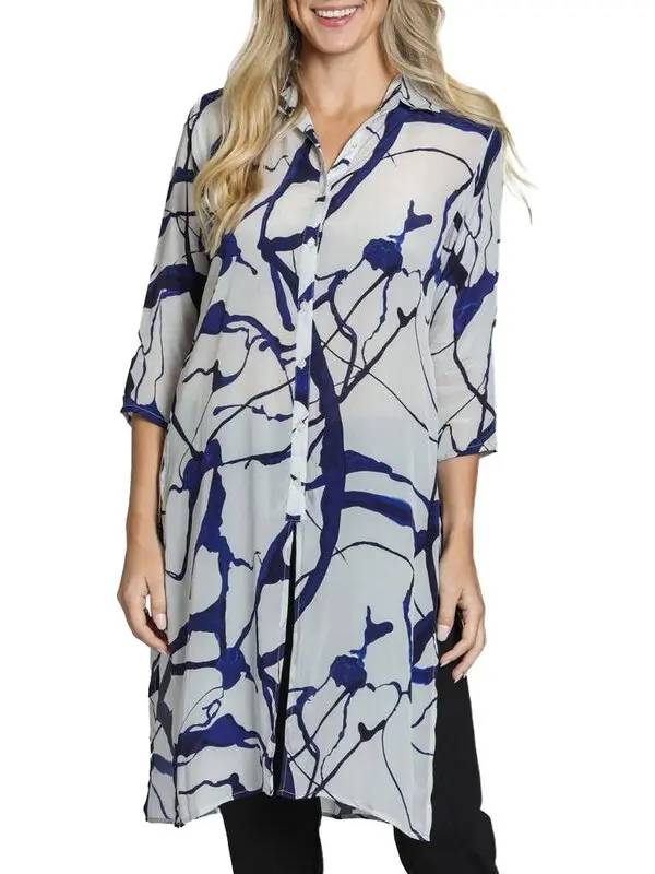 APNY Abstract Print Shirtdress - Navy Multi