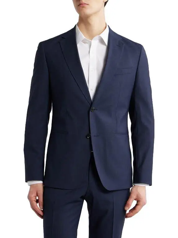 Hugo Boss Huge Slim-fit Houndstooth Microcheck Sport Coat - Dark Blue