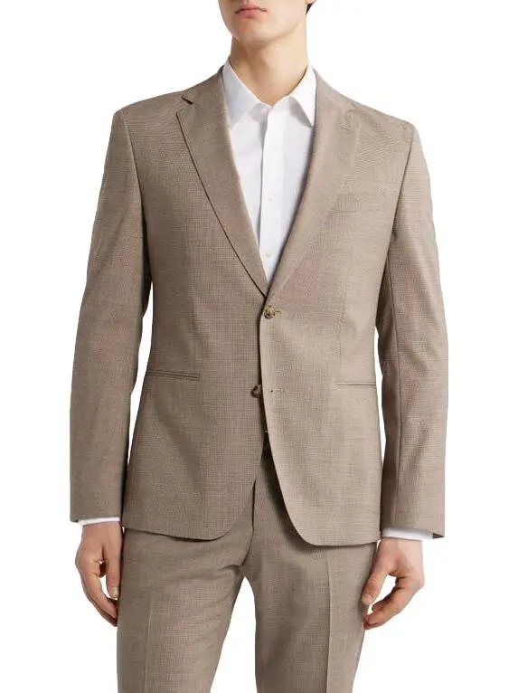 Hugo Boss Huge Slim-fit Houndstooth Microcheck Sport Coat - Light Beige