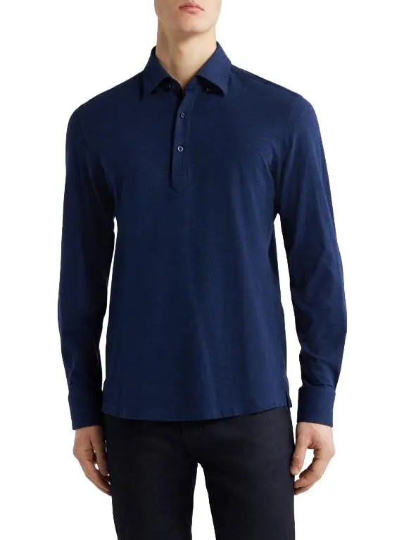 BOSS Hal Long Sleeve Polo - Dark Blue