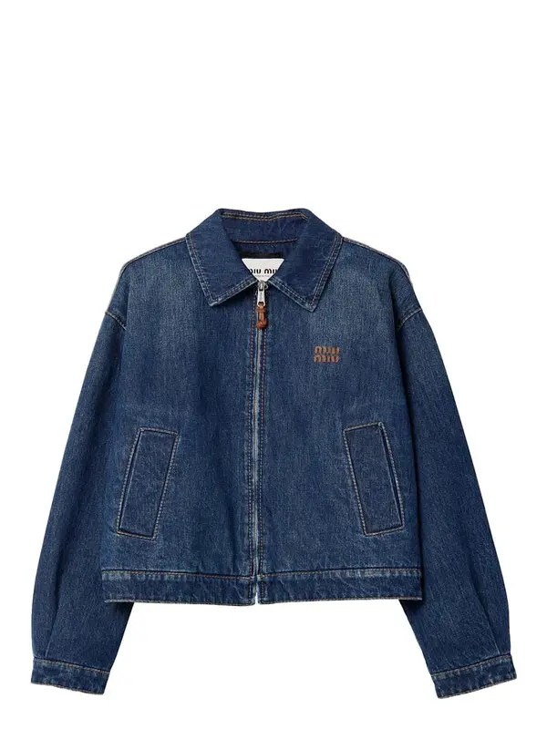 Miu Miu Oversized Denim Trucker Jacket - F0008 Bleu