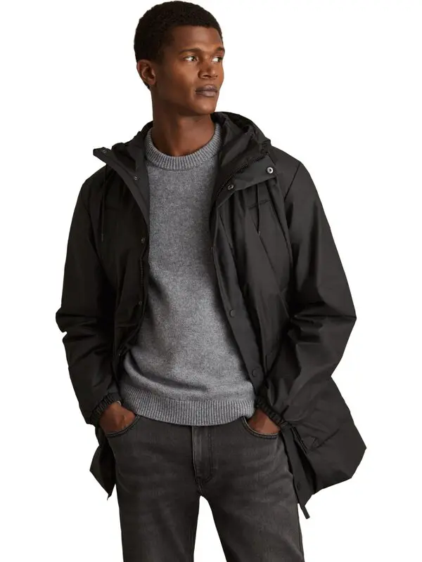 Rains Long Insulated Cargo Jacket - Black