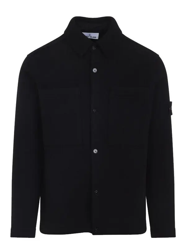 Stone Island Virgin Wool Cardigan - Black