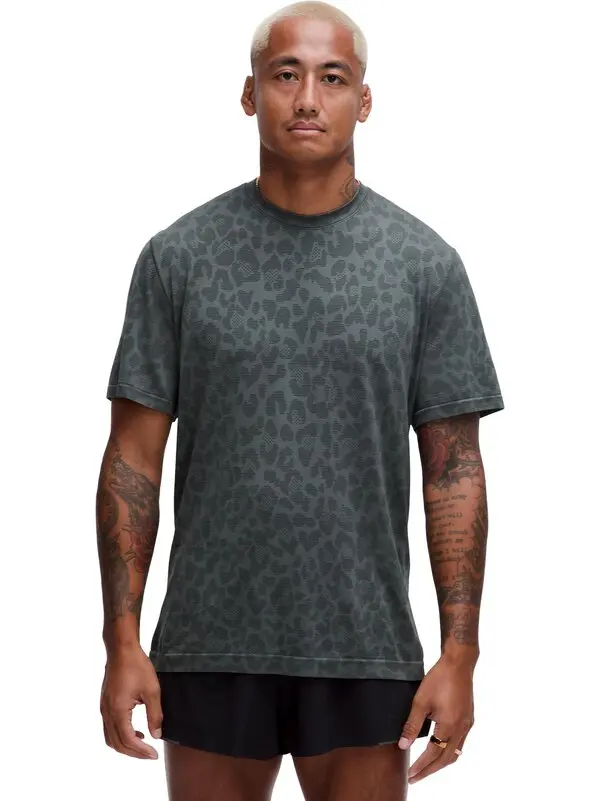 Lululemon Metal Vent Tech Relaxed-fit Short-sleeve Shirt - True Leopard Onyx Grey/black