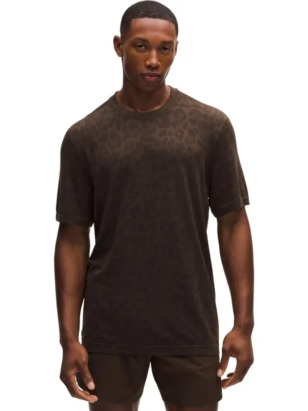Lululemon Metal Vent Tech Relaxed-fit Short-sleeve Shirt - True Leopard Walnut Crunch/black