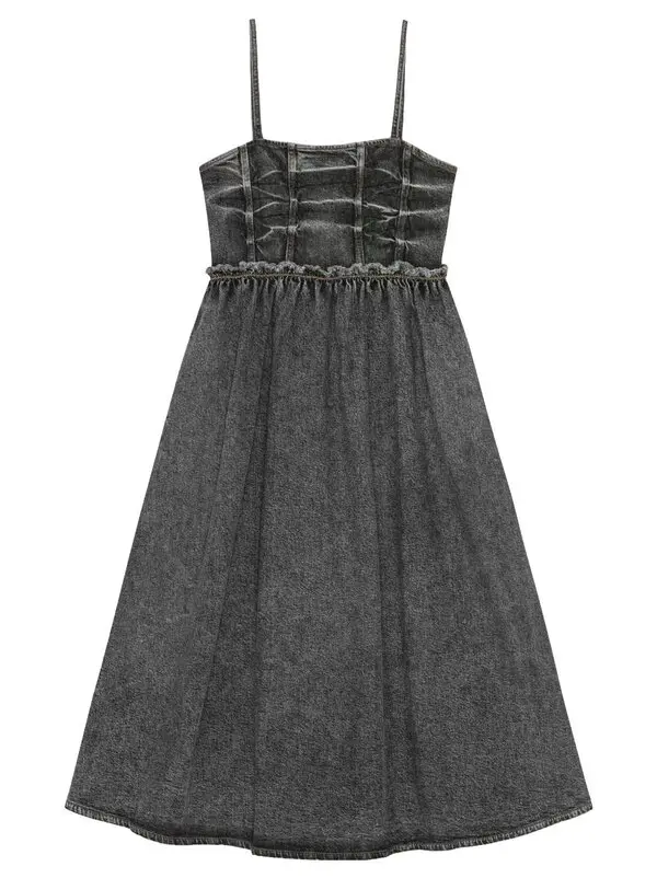 GANNI Denim Midi Dress - Black